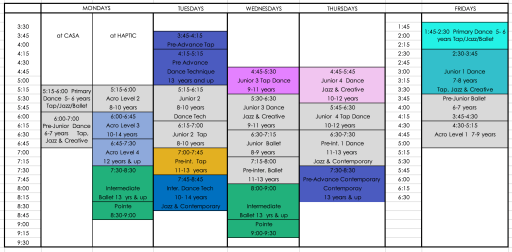 Schedule – Haptic Dance Arts